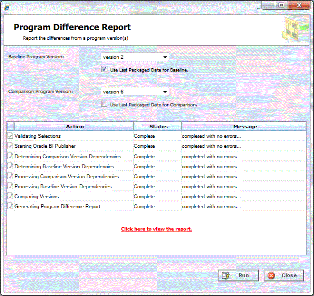 Running a Program Difference Report